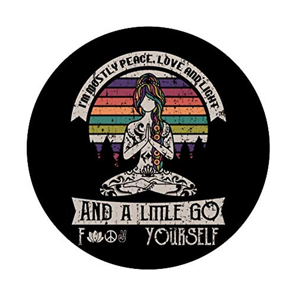 I'm Mostly Peace Love And Light Yoga Tattooed PopSockets Swappable PopGrip
