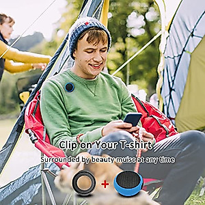 ANCwear Portable Bluetooth Speakers Wireless Mini Speaker with Enhanced Bass,HD Sound,Wearable Speaker with Microphone,9.5H Playtime,IPX6 Waterproof Suitable for Sports,Outdoor Travel (TWS-Blue)