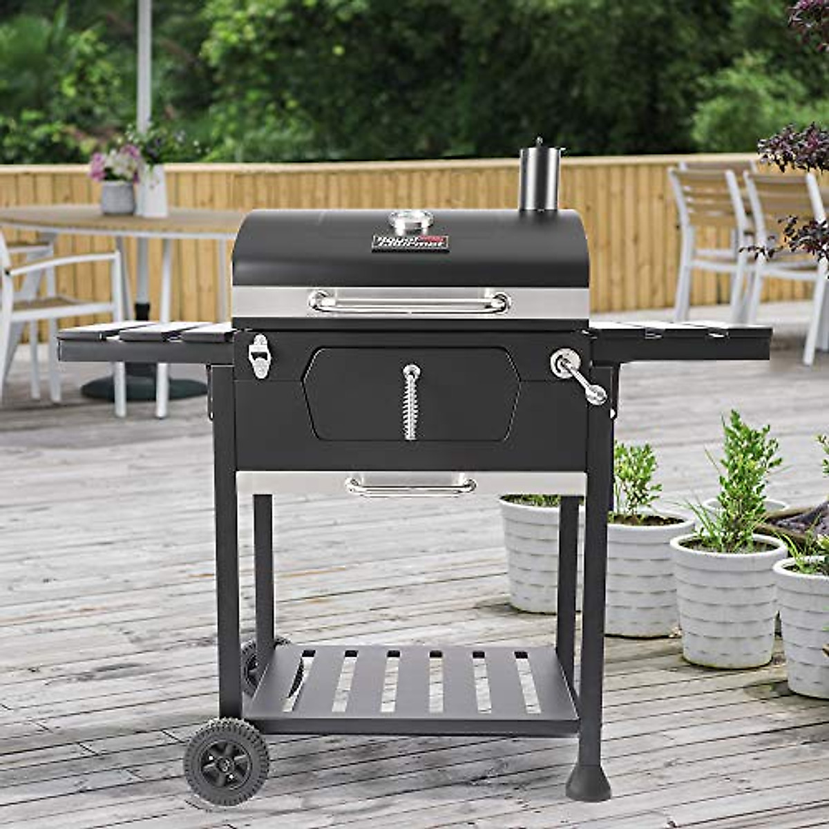 Royal Gourmet CD1824EC 24-Inch Charcoal BBQ Grill with Cover, Black