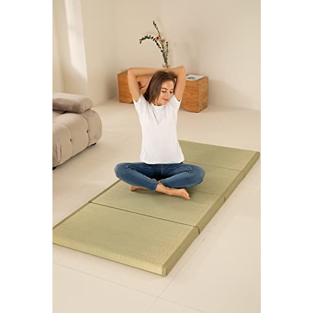 MustMat Tatami Mat Thick Japanese Floor Mattress Rush Grass Tatami Bed Twin 35.4" x 78.7" x 1.8"