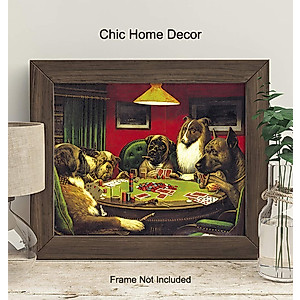 Vintage Poker Painting Art Print - Rustic Chic Home Decor for Game Room, Den, Man Cave, Office, Bedroom - Great Gift for Card Players, Gamblers, Las Vegas Fans - 8x10 Wall Art PosterPhoto - Unframed