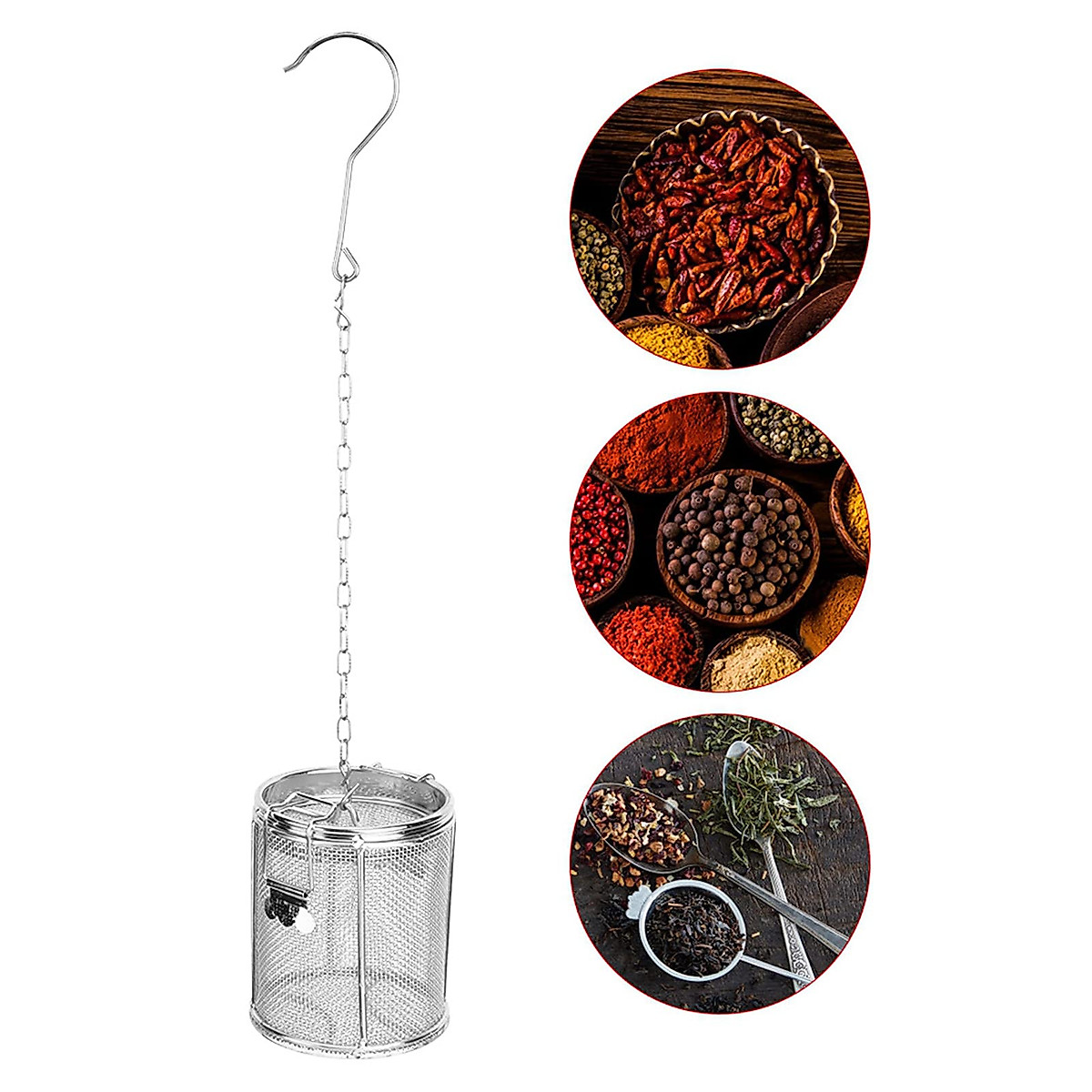 Spice Filter, Stainless Steel Wire Mesh Design Tea Strainer Soup Seasonings Seperation Basket Filter for Home Kitchen