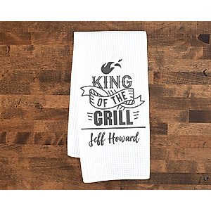 Personalized King of the Grill Towel | Custom Waffle Weave Dish Towel | Personalized Kitchen Towel | Men Grilling Gift | Wedding Gift | Personalized Dish Towel | Barbecue Gift | Mens Kitchen Gift
