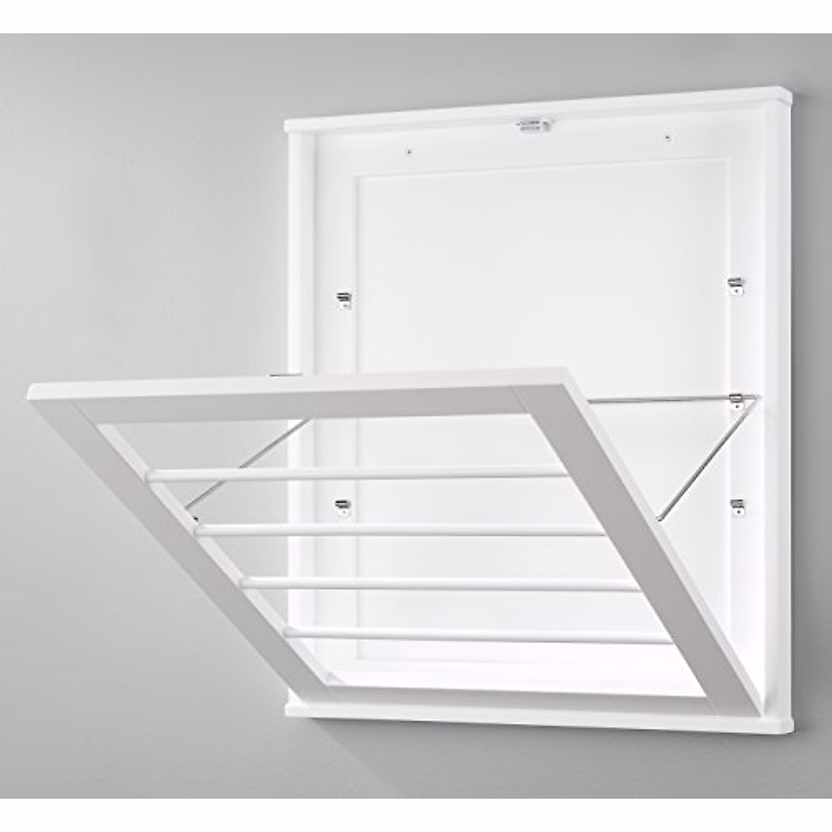 Whitmor MDF, Wood, Steel Wall Mounted Drying Rack for Storage, White