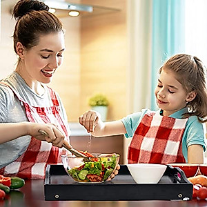 Greenual Breakfast Bed Tray for Eating with Adjustable Height Serving Tray with Folding Legs Food Tables with Locking Legs Phone Holder Portable Laptop Snack Platter for Bedroom Picnic - Black