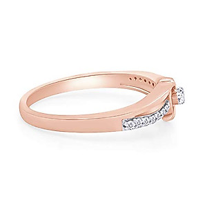 AFFY Round Cut Natural White Diamond Split Shank Heart Promise Bypass Engagement Ring In 14k Gold Over Sterling Silver (0.10 cttw, Color- I-J, Clarity- I2-I3) Gift For Her