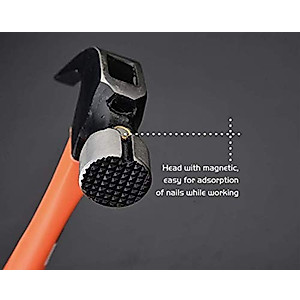 Edward Tools Pro 20 oz Claw Hammer - Magnetic Nail Starter - Forged Fine Grain Harden Steel Head - Heavy Duty Fiberglass Shaft - Ergo Cushion Grip - Roofing Hammer