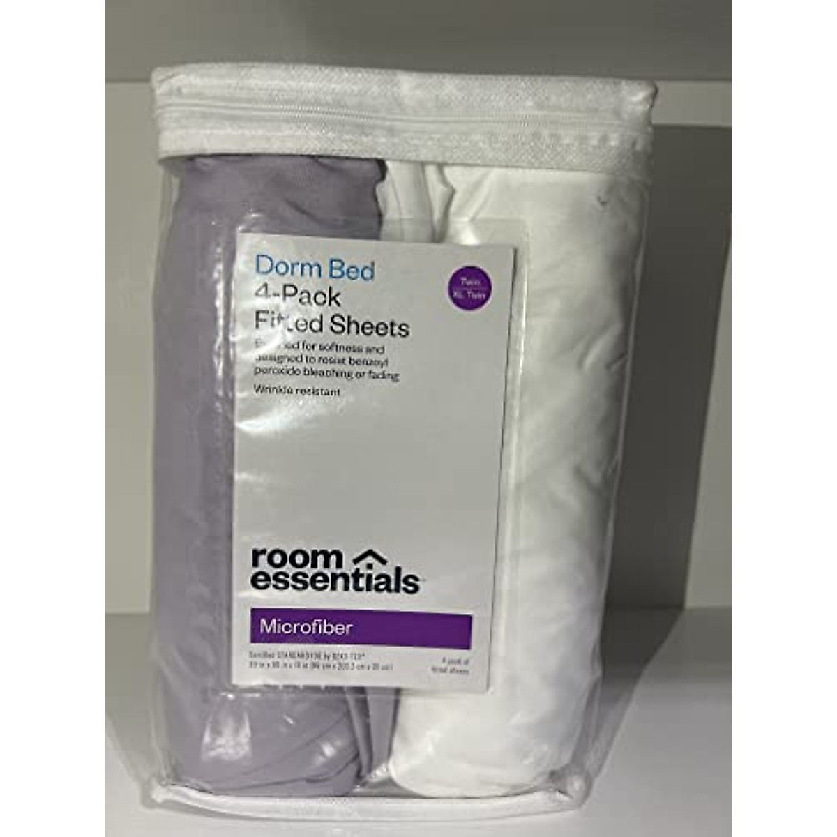 Dorm Bed 4-Pack Fitted Sheets (Grey)