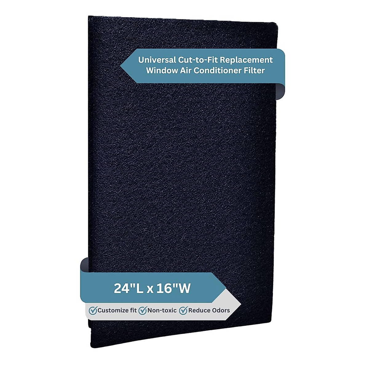 Cut-to-Fit Replacement Window Air Conditioner Filter, 24” x 16” - Universal Sizing AC Unit Filtration Pad Removes Dust, Pollen, Pet Odors, and VOCs, Made in the USA