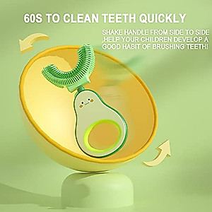 Pampoo Kids U Shaped Toothbrush Avocado Shape Silicone Manual Toothbrush for 2-7years Oral Cleaning U-Shaped Toothbrush