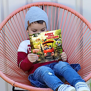 Personalized Storybooks by Dinkleboo - Visits The Farm - Your Child Joins Mr. Gray On A Trip Around The Farm - for Children Aged 0 to 8 Years Old - Soft Cover - Smooth, Glossy Finish (8"x 8")