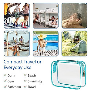 PACKISM Clear Makeup Bags, 3 Pack TSA Approved Toiletry Bags Clear Toiletry Bags for Traveling, Clear Cosmetic Bags Airport Carry on Clear Compliant Bag, Green