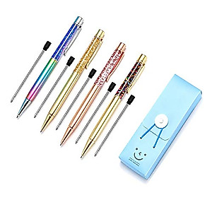 Pen Bling sets Pen Rhinestones Crystal Metal Ballpoint Pens Fine Black Ink Office Supplies(package of 4)