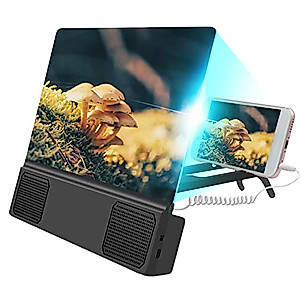 Kadlawus Magnifier Phone Screen Projector - 12 Inch Portable Audio Mobile Phone Screen Amplifier with Audio Anti-Blue Light Ultra Slear Screen Mobile Phone Magnifier