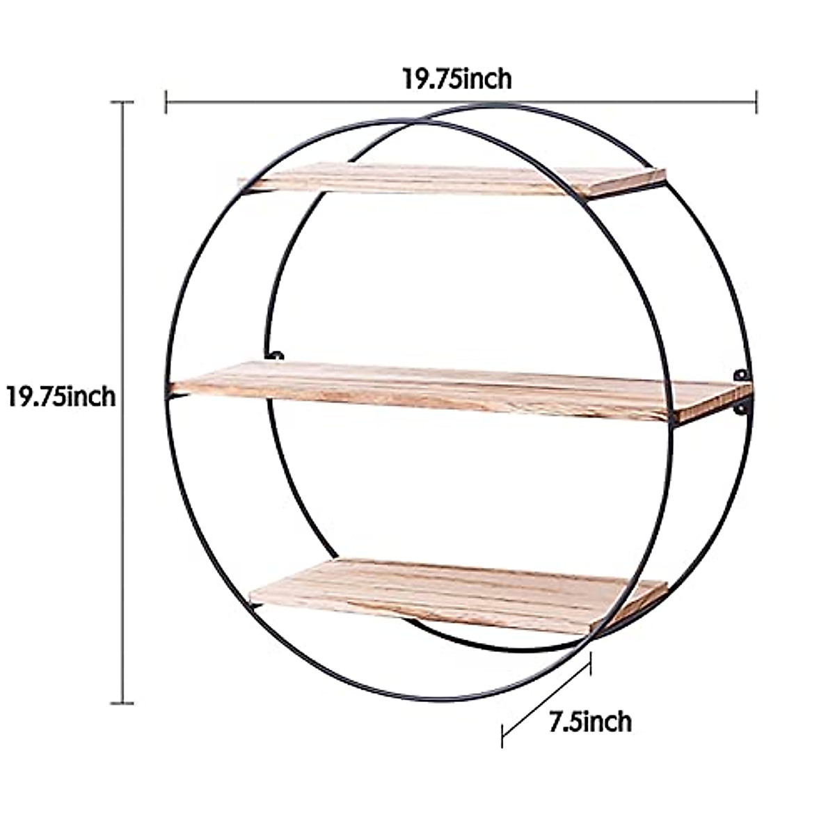 Hoofaway Wall Shelf Rustic Wood Floating Shelves Decorative Wall Round Shelf for Bedroom Living Room Bathroom Kitchen Office and More Black