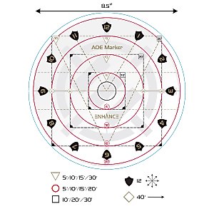 ENHANCE 30ft Spell AOE Damage Template - DND Area of Effect Marker for 1" Battle Grid Mat or Grid-Less Terrain - Upgraded Measure Tool Quickly Determines Spell Effects - Perfect for Tabletop RPG DMS