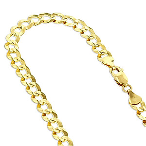 IcedTime Solid 10K Yellow Gold Italy Cuban Curb Link Chain Necklace 3mm Wide 22" Long with Lobster Clasp