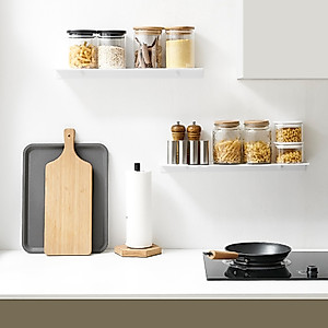 JOOM White Metal Wall Floating Shelf - Metal Wall Shelf- Small Bathroom Shelf-Display Shelves for Wall Storage (White, 16 in)