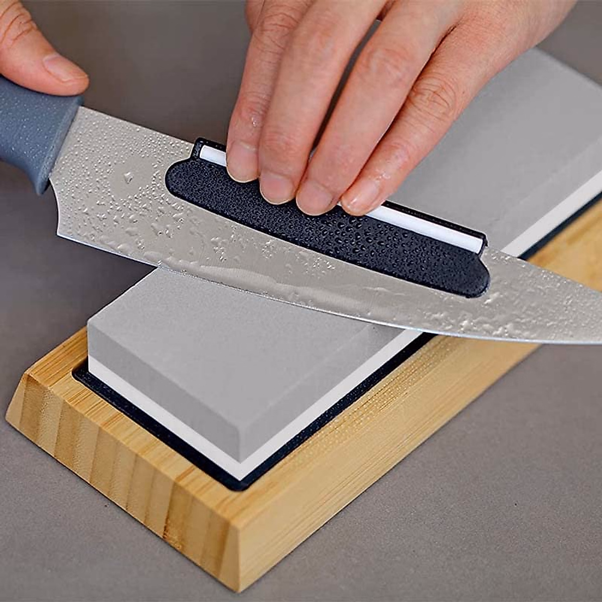 Sharpening Stone Set for Knife Wet Stone Sharpening Kit, Water Stone for Sharpening Knives 4 Side Grit Whetstone 400/1000 3000/8000 Kitchen Knives Sharpeners-Non-Slip Bamboo Base,Gloves,Honing Guide