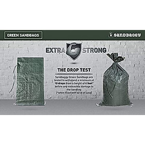 Sandbaggy - Heavy Duty Empty Sandbags For Flooding (14" X 26") - Poly Sand Bags - Flood Barrier, Weight, Construction, Earth Bag Homes - Reusable, UV Resistant - Tie Strings Attached (100 Bags)