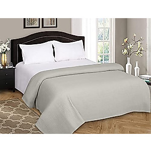 BELIZZI HOME 100% Cotton Bed Blanket, Breathable Bed Blanket King Size, Cotton Thermal Blankets King, Perfect for Layering Any Bed for All Season, Light Grey