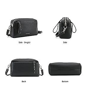 MAXWISE Shoulder Bags PU Leather Side Purse Crossbody Purses for Women Triple Zip Small Crossbody Bag for women,Cell Phone Purse Shoulder Handbag Wallet(Black)