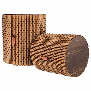BambooMN Granulated Bamboo Charcoal Odor Absorber Bag in Decorative 4" Brown Cylinder, 4 Sets