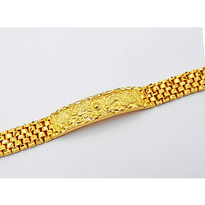 arrawana77 Guardian lions Thai Gold Plated Bangle 24k Thai Baht Yellow Gold Filled Jewelry Bracelet 7 Inch 32 Grams 13 mm