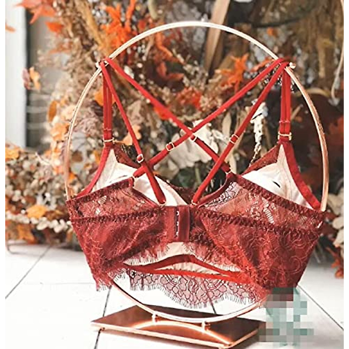 WellieSTR 1PC (Gold) Iron Round Underwear Bra Hanger Display Stand, Underwear Bra Shelf Rack Display Stand, Store Shelves,Round Circle Loop Display Stand