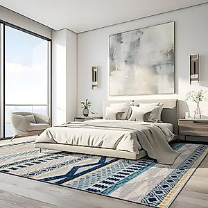 Rugshop Sky Collection Contemporary Bohemian Design Area Rug 7'10" x 10' Blue