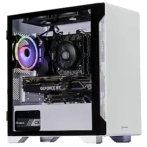 Velztorm Nix Custom Built Gaming Desktop PC Snow White (AMD Ryzen 5 5600X 6-Core, 128GB RAM, 8TB PCIe SSD, GeForce GTX 1050Ti, 1xUSB 3.2, 3xUSB 3.0, 1xHDMI, Win 10 Pro)