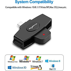 Type C CAC Reader, DOD Military USB C Common Access CAC Card Reader, USB Smartfold Type C Smart Card Reader SIM Card Reader Compatible with Windows, Mac OS (Mini Portable)
