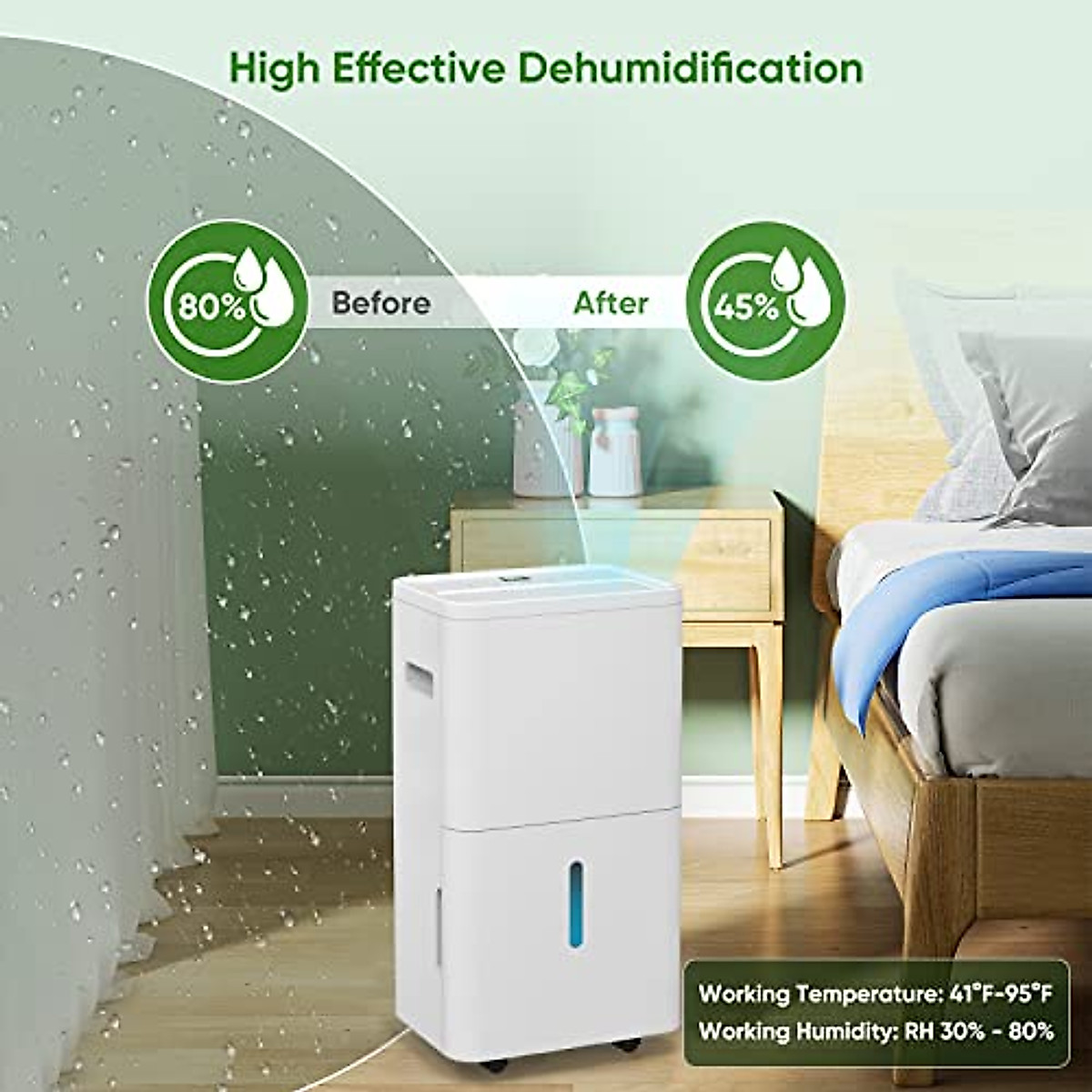 4500 Sq. Ft 50 Pint Dehumidifier for Basement, COLAZE Dehumidifiers with Drain Hose for Home Bedroom Bathroom Large Room, Auto Defrost & Full Water Alarm & 24H Timer with 1.59 Gallon Water Tank