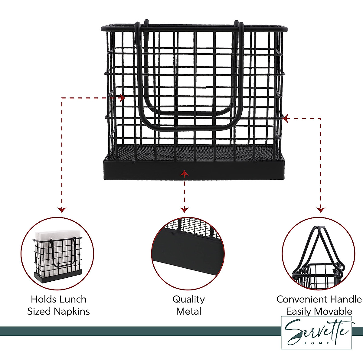 Black Metal Standing Napkin Holder Caddy for Lunch Napkins