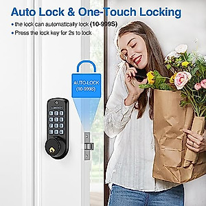 Aibocn Door Lock with keypad, Electronic Keypad Deadbolt, Keyless Entry Door Lock with Auto-Lock, Anti-Peeping Password, Easy to Install and Program, Smart Lock for Home Bedroom Garage