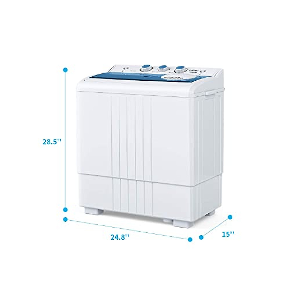 Mini Compact Washing Machine, Anpuce Portable Tub Laundry Washer 21lbs Washer(14.4Lbs) and Spinner(6.6Lbs), Cycle Combo Built-in Drain Pump/Semi-Automatic, for Camping, Apartments, Dorms, College Rooms, RV’s White&Blue