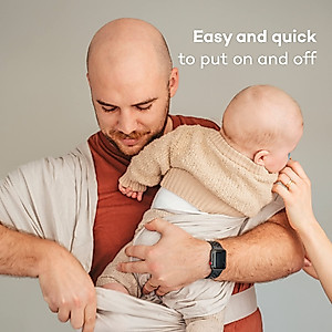 Konny Baby Carrier Elastech Luxury Carrier Wrap, Easy to Wear Baby Wrap Carrier, Perfect Essentials Cloths for Newborn Babies up to 44 lbs, (Charcoal, L)