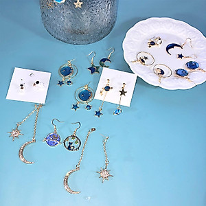 Moon Earrings Aesthetic Earrings Kawaii Earrings Funky Cute Quirky Earrings Planet Star Sun Space Astronaut Celestial Hippie Witchy Alt Weird Fun Anime Earrings for Women