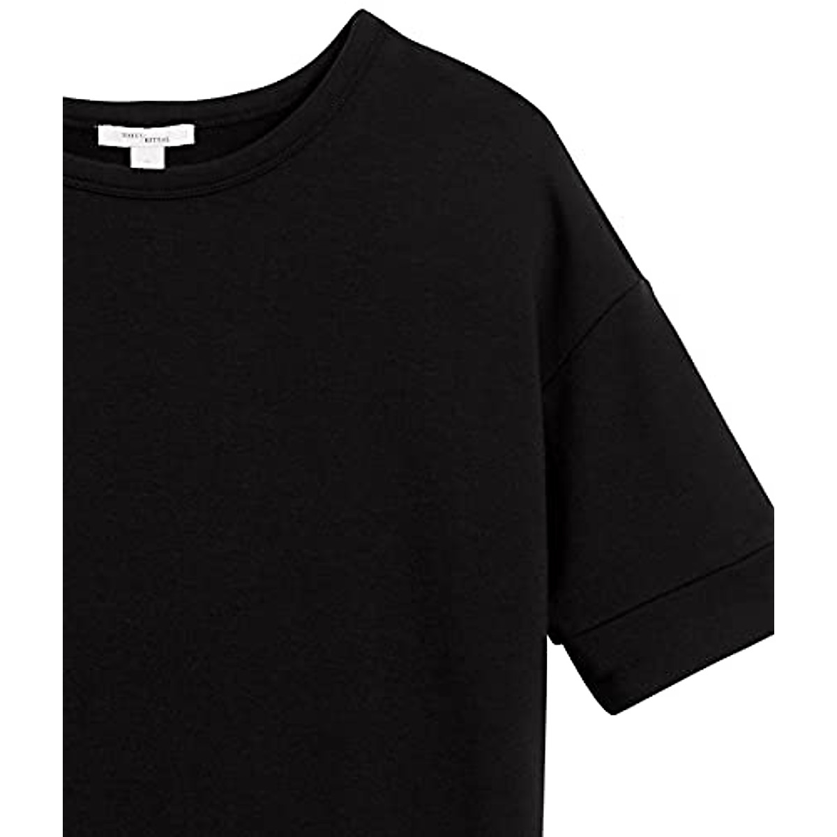Daily Ritual Women's Terry Cotton and Modal Slouchy Short-Sleeve Sweatshirt, Black, Small