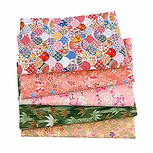 yotijar 5pcs Japanese Style Printed Cotton Fabric for Quilting Crafts Sewing DIY - Type 1