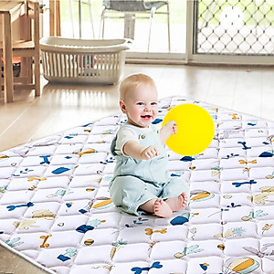 Premium Baby Play Mat 50" X 50", Thicken Foam One-Piece Crawling Mat, Non-Slip Cushioned Baby Playmats for Infants, Babies, Toddlers, Foldable and Machine Washable
