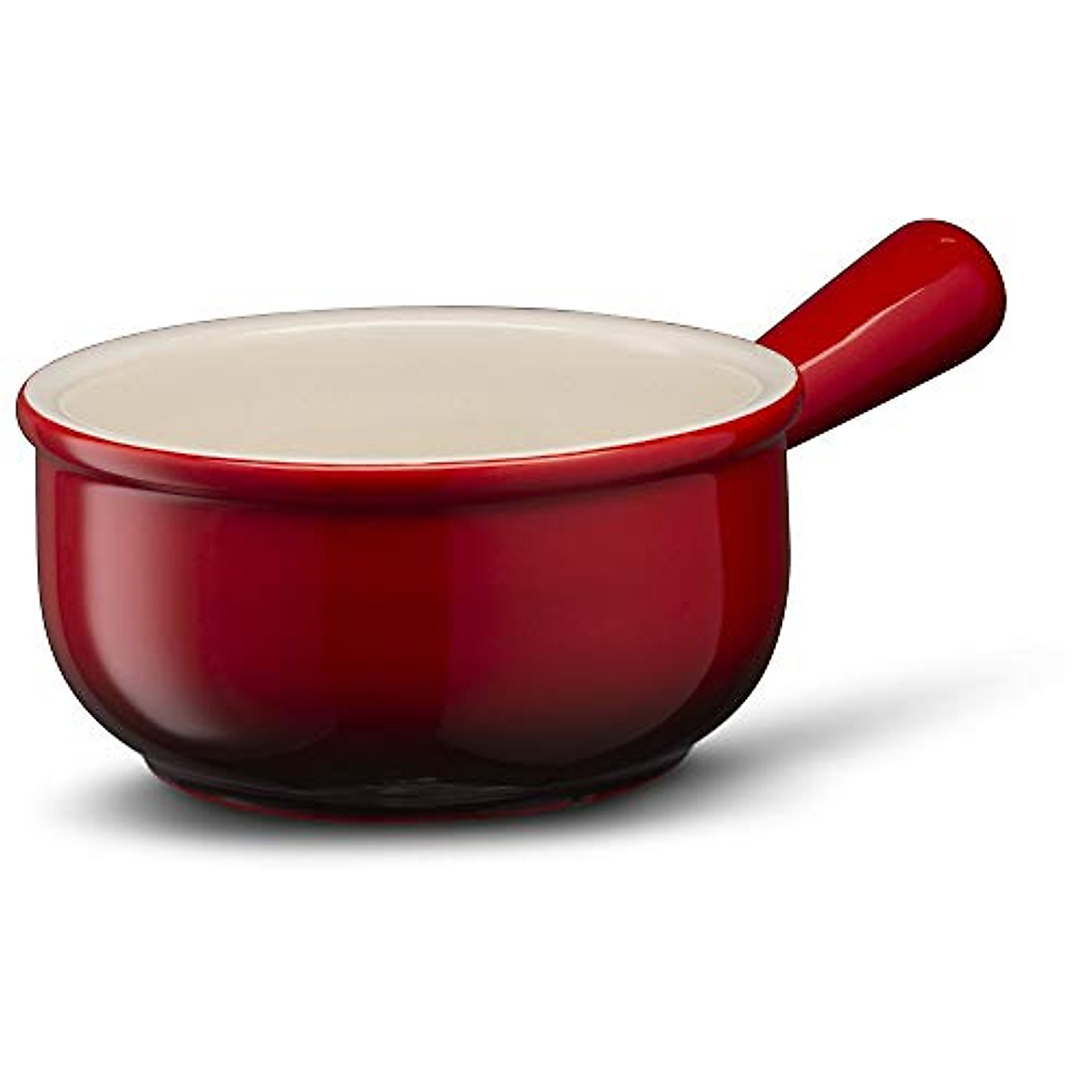KooK French Onion Soup Crocks, Ceramic Bowls, Broil, Oven, Microwave and Dishwasher Safe, for Cereal, Soups, Casseroles, with Handle, Stoneware, 15 oz, Set of 4, Red Ombre