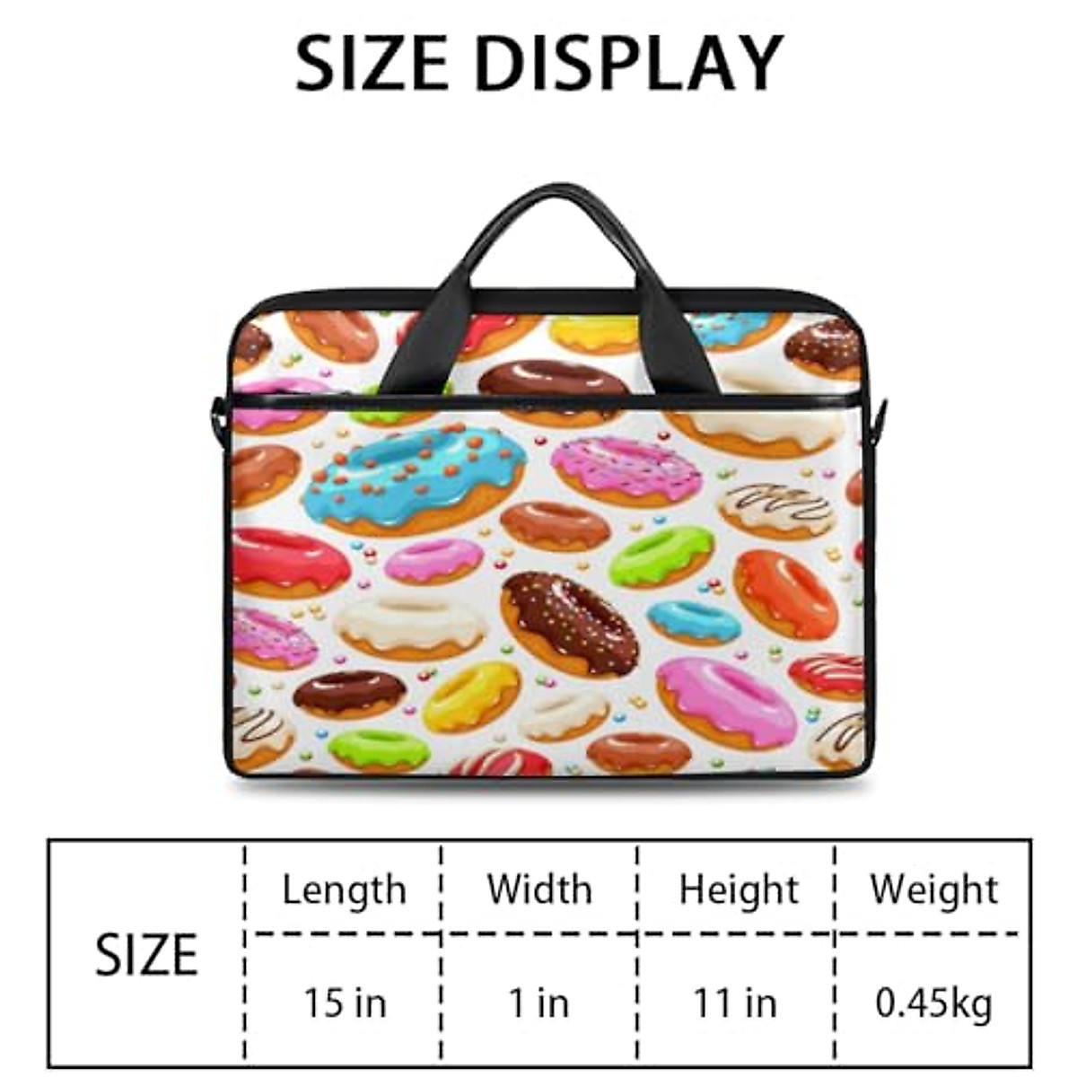 Donut Laptop Computer Bag Waterproof Shoulder Messenger Bag 13-15 inch Durable Laptop Tote Bag with Shoulder Strap Handle Lightweight Crossbody Briefcase