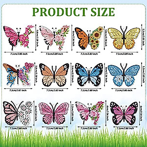 12 Pcs Butterfly Diamond Painting Keychains Summer Diamond Key Chains Kit DIY Butterflies Diamond Art Keychains for Beginners Kids Adults DIY Key Ring Pendant Summer Crafts Making (Butterfly Style)