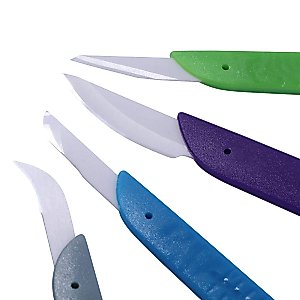 4-Pack Betor Ceramic Scalpel Knife No. 11, 12, 17, 23 MRI Safe with Safety Cap Non-Ferrous