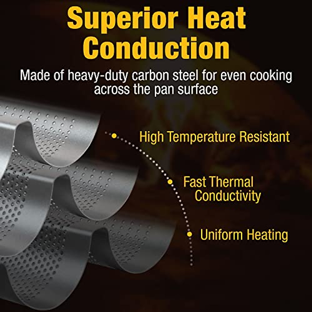 Eparé Baguette Pan for Baking - 15" x 6.5" Nonstick Bread Pans for Homemade Bread - Long Italian Bread Pan & French Bread Baker's Tray - Baquette Baking Pan Tool (US Company)