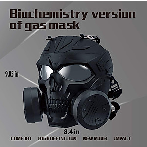 M10 Airsoft Protective Gas Mask Tactical, Full Face Eye Protection Skull Dummy Game Mask, Adjustable Strap for BB Gun Outdoor Sport CS Cosplay Shooting Movie Costume Paintball Halloween Masquerade