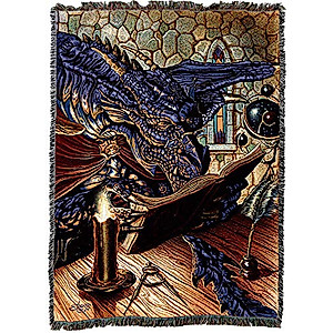 Pure Country Weavers A Good Book Dragon Blanket by Ed Beard Jr - Gift Fantasy Tapestry Throw Woven from Cotton - Made in The USA (72x54)