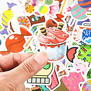 100 Pieces Cute Sweet Treats Candy Stickers, Waterproof Vinyl Decal Dessert Stickers Ice Cream Cupcake Stickers for Laptop, Water Bottle, Skateboard, Teachers Reward Stickers for Kids Students