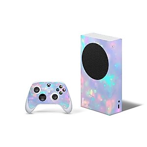 Compatible with X1 Series S Skin by ZOOMHITSKINS, Marble Gemstone Rainbow Silver Shine Pink, Durable, Bubble-free, Goo-free, Made in USA